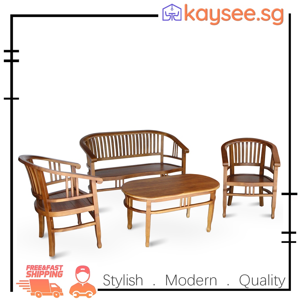 kaysee|Sari Teak Wood Sofa Set | Shopee Singapore