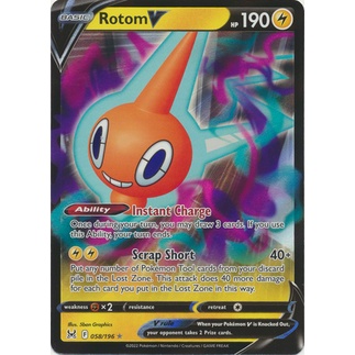 Pokemon TCG Card Rotom V SS Lost Origins 058/196 Ultra Rare | Shopee ...