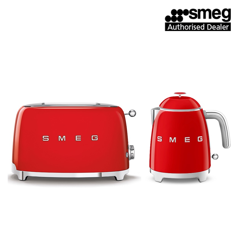 Smeg Breakfast Set Mini Kettle KLF05RDUK + Toaster TSF01RDUK (Red ...