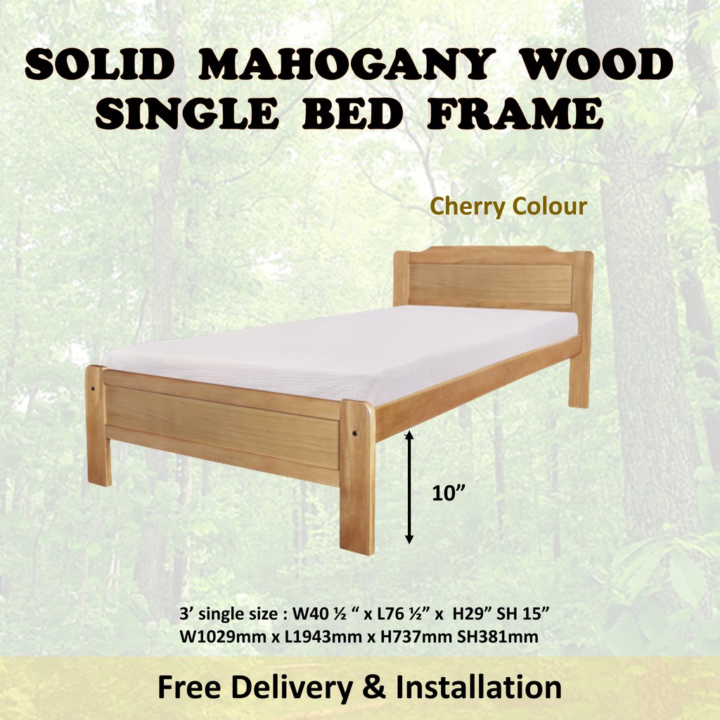 HENRY Mahogany Solid Wooden Single / Super Single Size Bed Frame ...