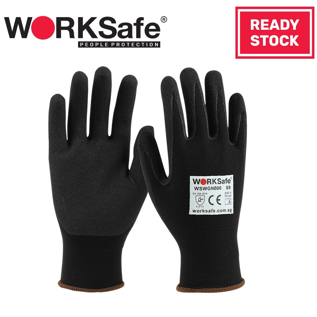 WORKSAFE N800 Breathable Nitrile Micro Foam Seamless Nylon Liner Safety ...