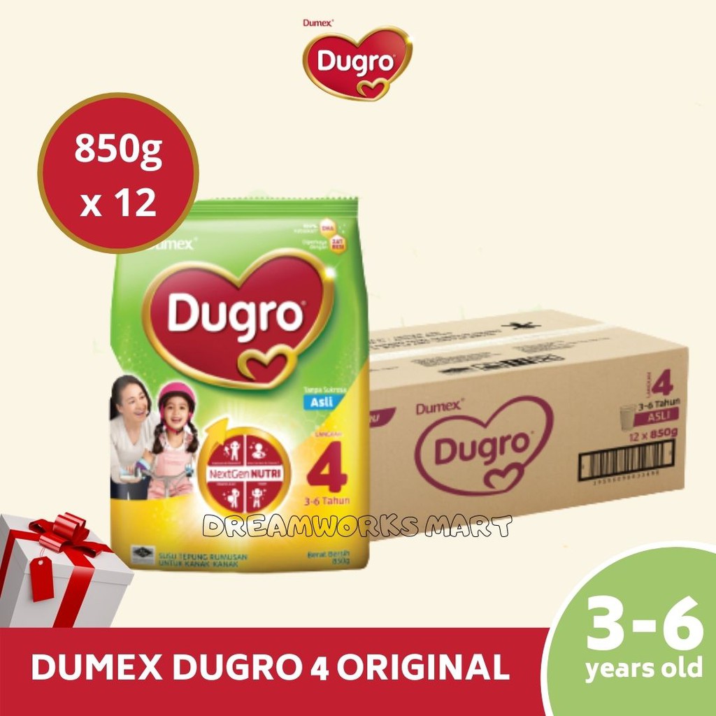 [Carton Deal] Dumex Dugro Stage 4 (3-6 Years Old) Original Flavour (850g x 12) | Shopee Singapore