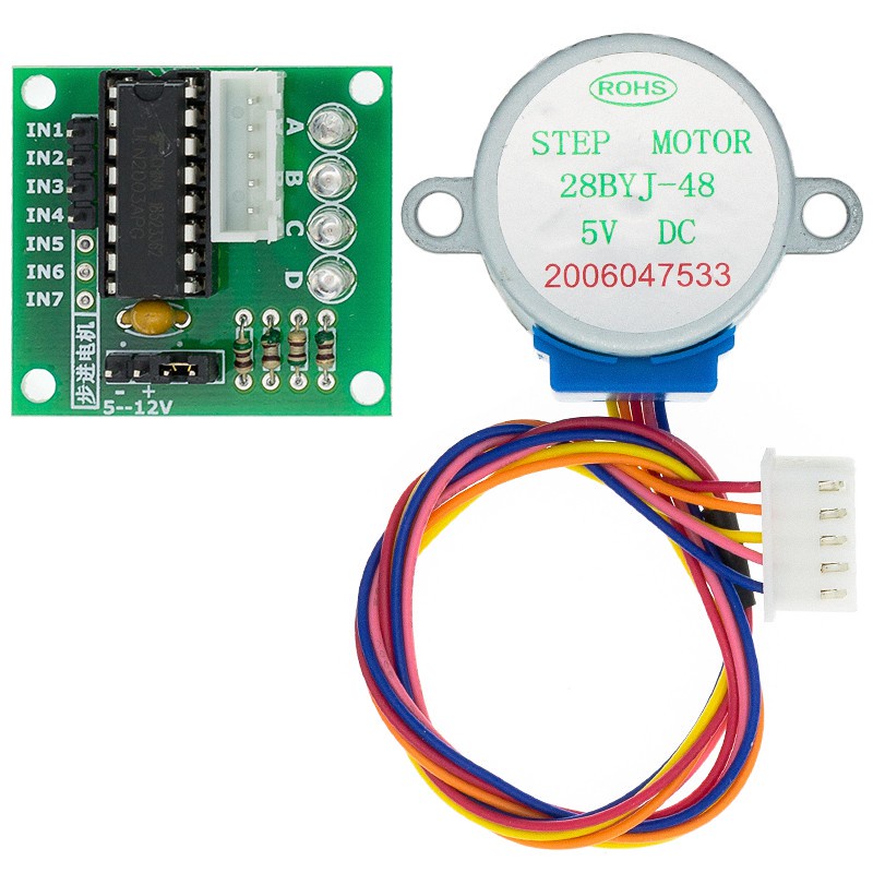 5V 4-Phase 28YBJ-48 DC Gear Step Stepper Motor+ULN2003 Driver Board ...