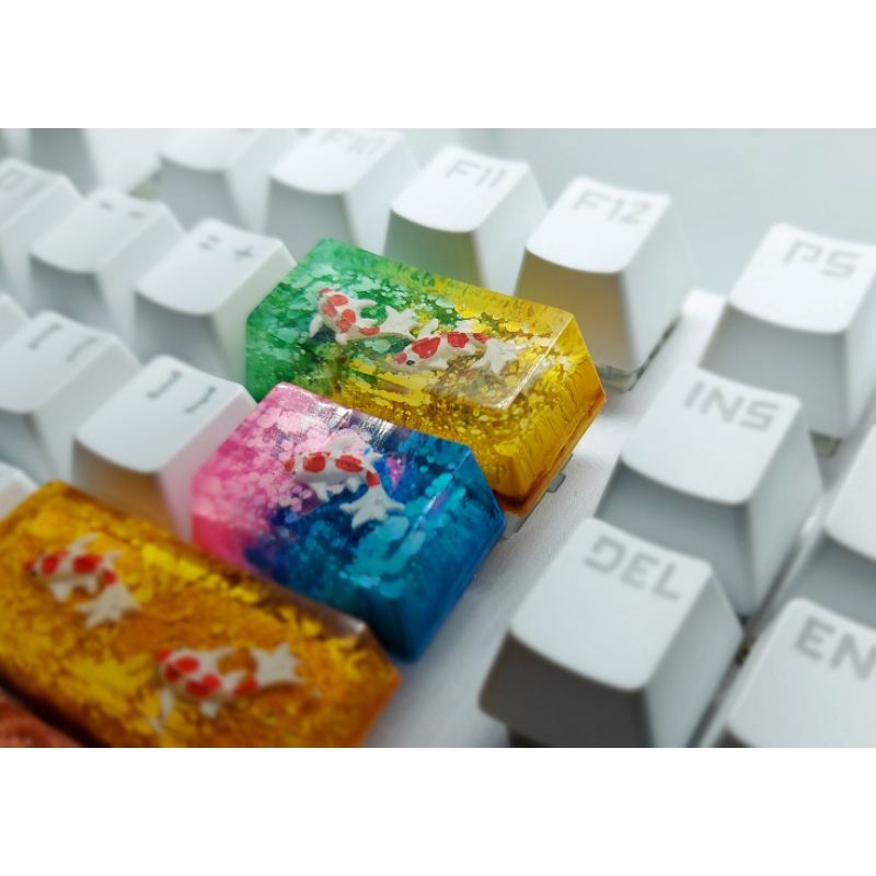 Koi fish Keycap backspace key gold leaf tone decorates mechanical ...