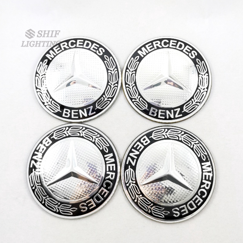 4 x 75mm Mercedes Benz Logo Wheel Hub Caps Cover Emblem Badge Sticker ...