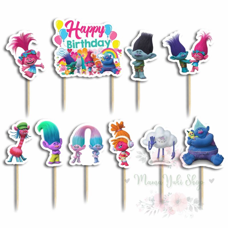 Cake Topper Kids Birthday Cake Decoration Cartoon Trolls | Shopee Singapore