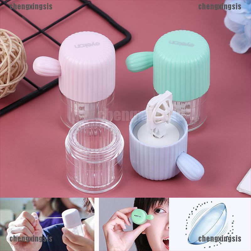 {chengxing} 1X Portable Contact Lens Cleaner Case Box Manual Rotation ...