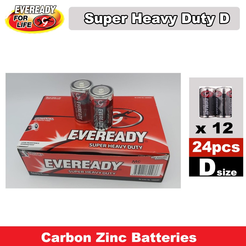 24 x Eveready D Size Super Heavy Duty Carbon Zinc Batteries [ 1 Box ...