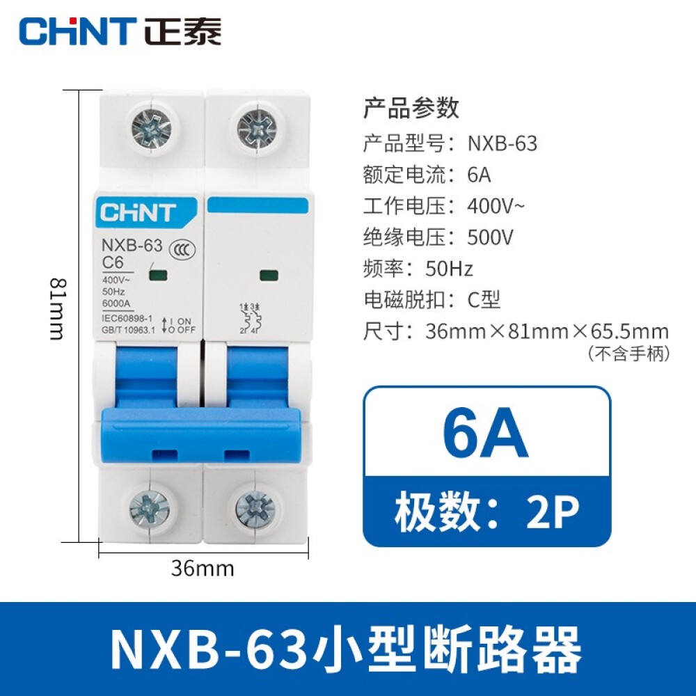 CHNT NXB-63 2P Electric Mini Circuit Breaker 6A 10A 16A 20A 25A 32A 40A 63A 230V 220V 50HZ ...