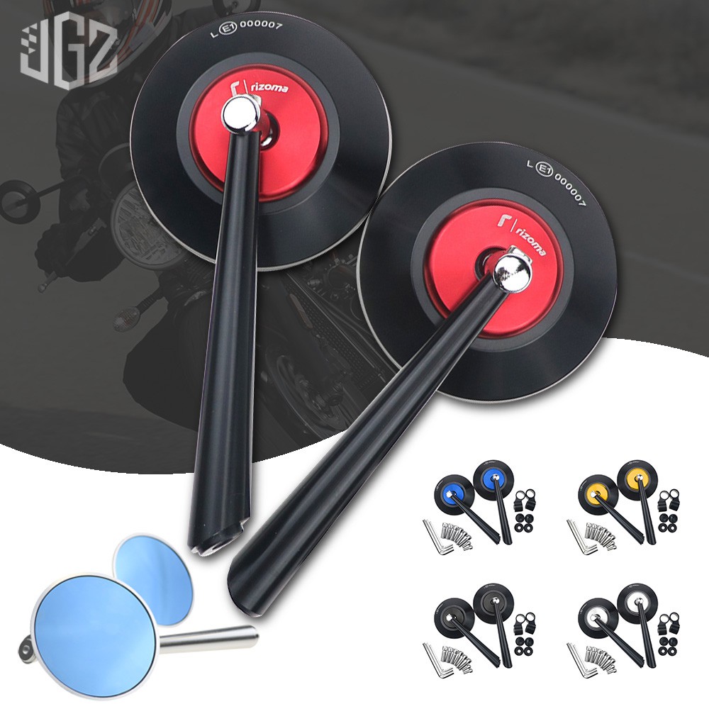 Motorcycle CNC Aluminum Rear View Mirrors Blue Glass Round Mirror ...