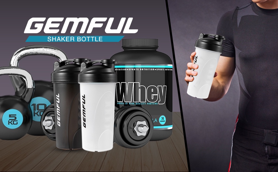 Gemful 700ml Shaker Bottle for Protein Mixes BPA-Free Leak Proof ...