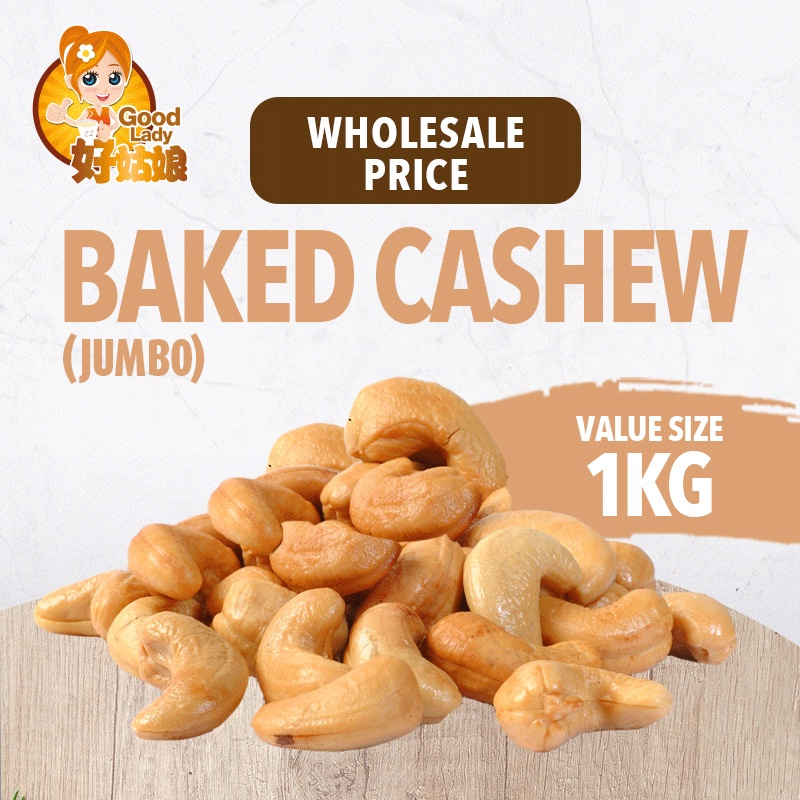[Healthy Nuts]Raw/Roasted/Baked Jumbo Cashew Nuts -1kg (500g x 2 packs) | Shopee Singapore