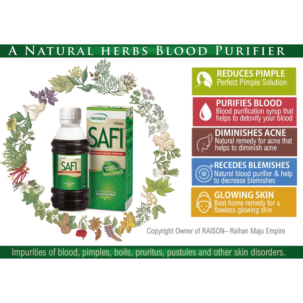 Hamdard Safi Syrup 175ml - A natural Herbs Blood Purifier - natural Blood Purifier | Shopee ...