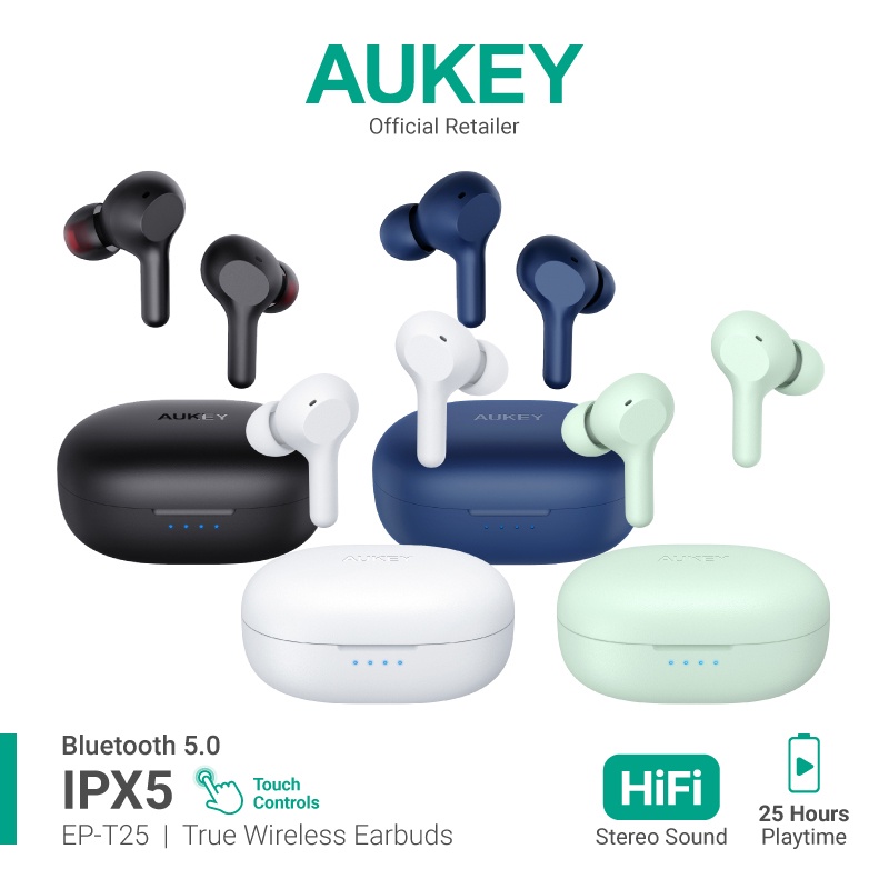 Aukey EP-T25 True Wireless Earbuds 20H Battery Life, Water Resistant ...