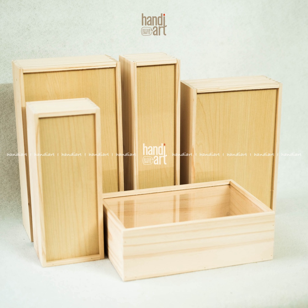 Wooden box with sliding lid, rectangular wooden box with pull-out lid ...