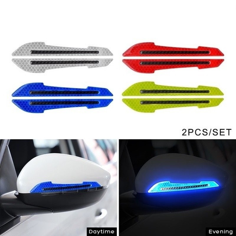 2Pcs Night Warning Safety Reflective Sticker Rearview Mirror Luminous ...