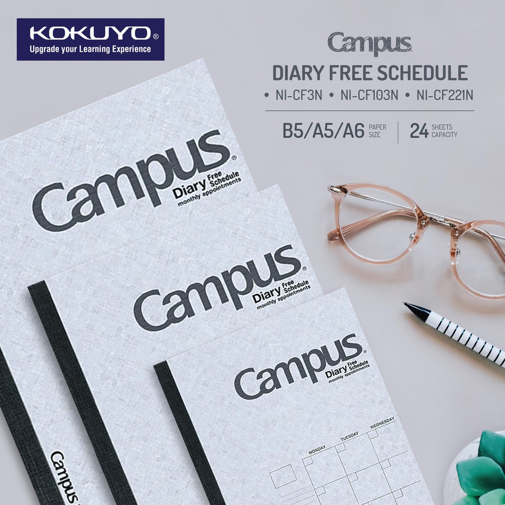 Kokuyo NI-CF3/103/221N Campus Diary Free Schedule Notebook - B5/A5/A6 -24 sheets | Shopee Singapore