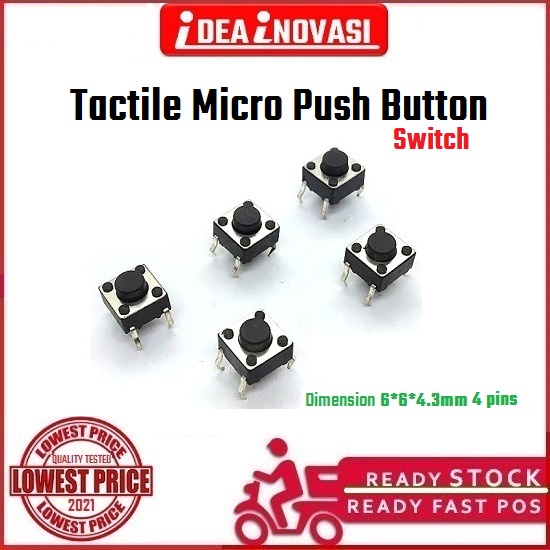 Tactile Micro Push Button Switch 6*6*4.3mm 4pin | Shopee Singapore