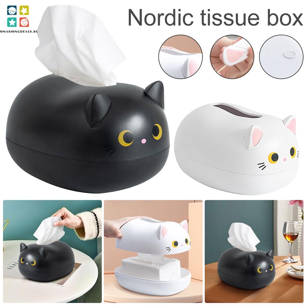 Tissue Box Cute Cat Tissue Box Napkin Storage Box Multi-Functional ...