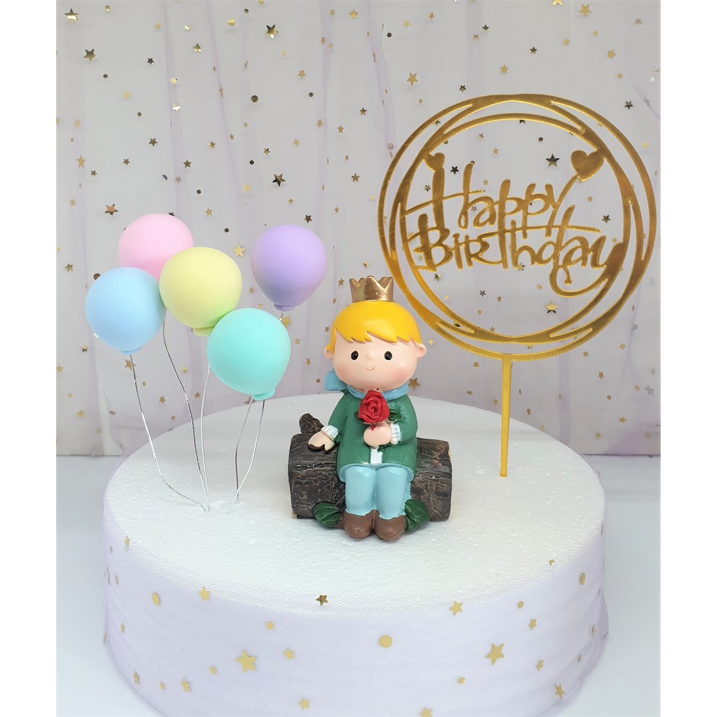 Little Prince with Balloons and Happy Birthday Topper|Cake Decoration ...