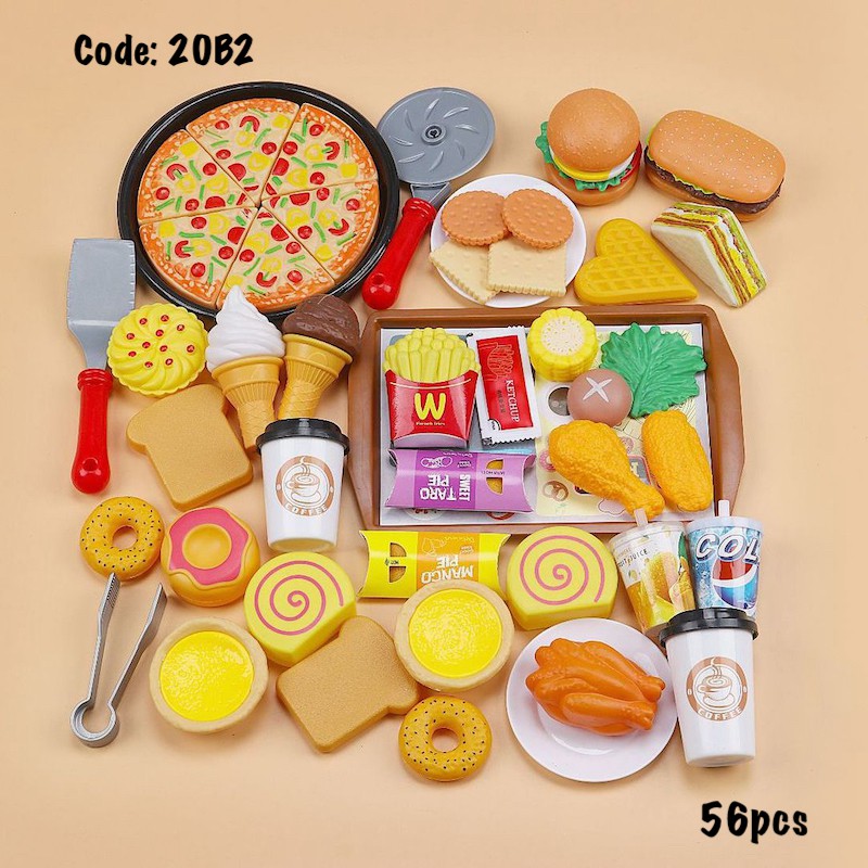 Kids 56pcs Pretend Play Breakfast Food Set 88pcs Children Toys | Shopee ...