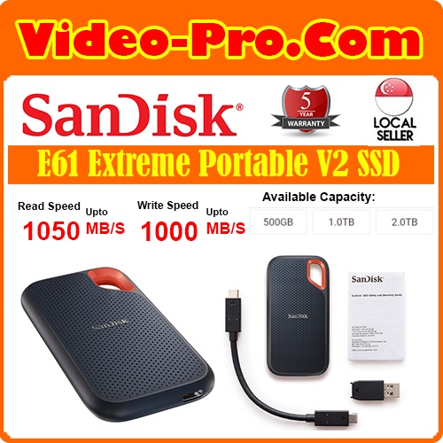 SanDisk Extreme Pro Portable SSD E61 500GB / 1TB / 2TB USB 3.1 (Gen 2 ...
