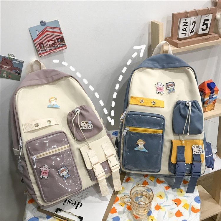 1005 Cute Pastel Two-Tone Cartoon Bag Free 5-Piece Brooch As Shown In ...