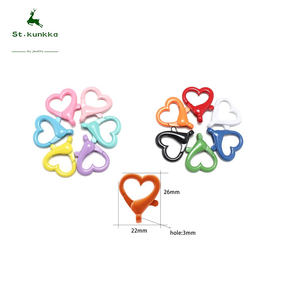 St.kunkka Alloy Heart-Shaped Lobster Clasp Keychain Diy Key Ring ...
