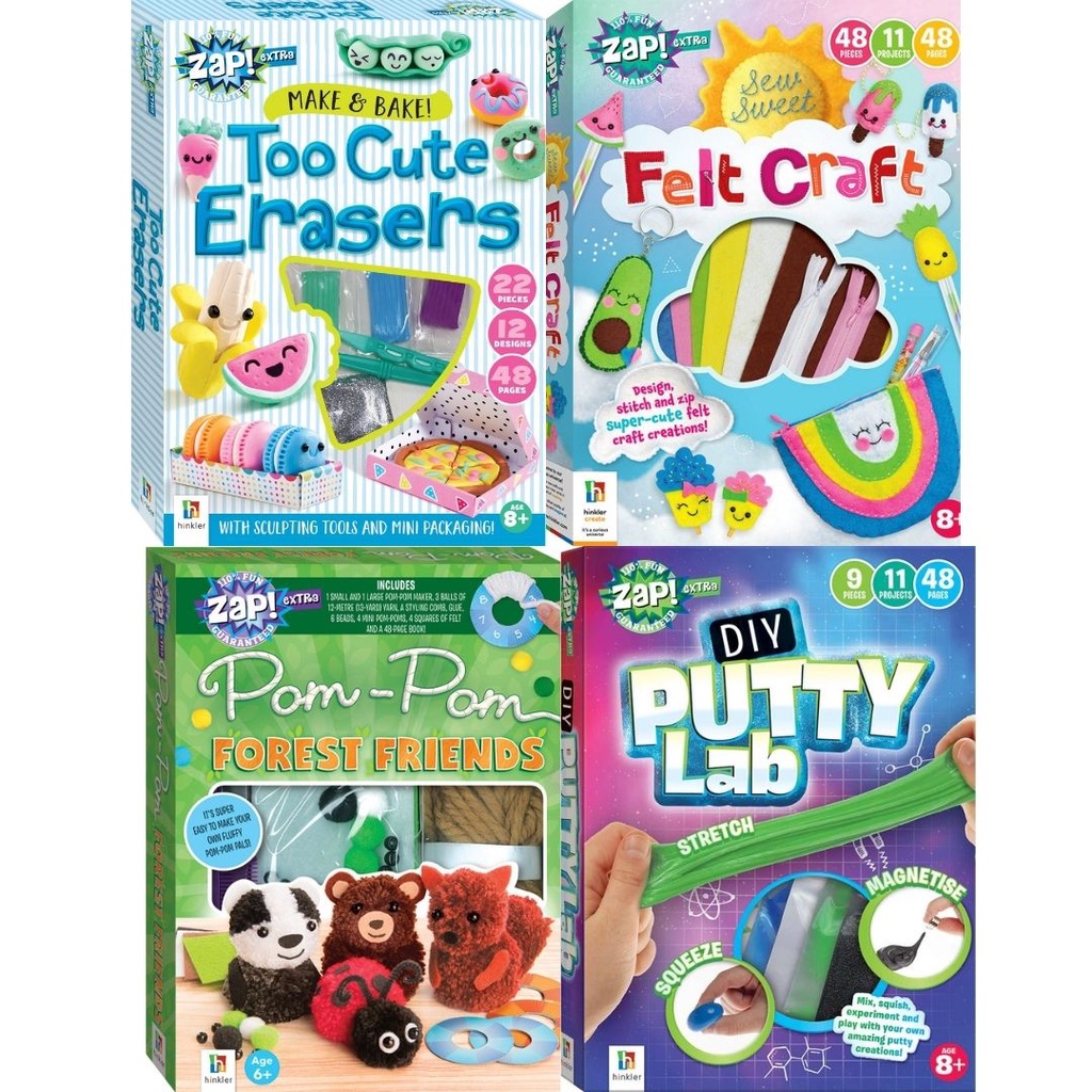 Zap! Extra Sew Sew Felt Craft/Too Cute Erasers/ DIY Putty Lab/Pom-Pom ...