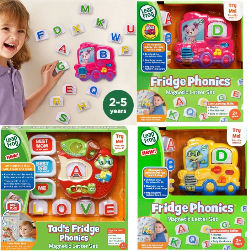 LeapFrog Tad's Fridge Phonics Magnetic Letter Set Toy Red Pink Yellow ...