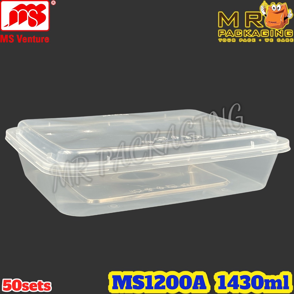 MS 1200A Rectangular Container with Dome Lid ( 50sets± ) Disposable ...