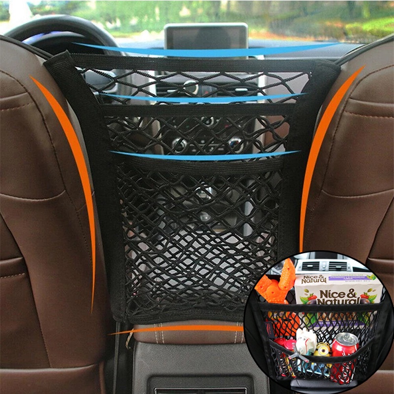 Universal 3-Layer Car Seat Headrest Storage Net Bag / Car Vehicle Back ...