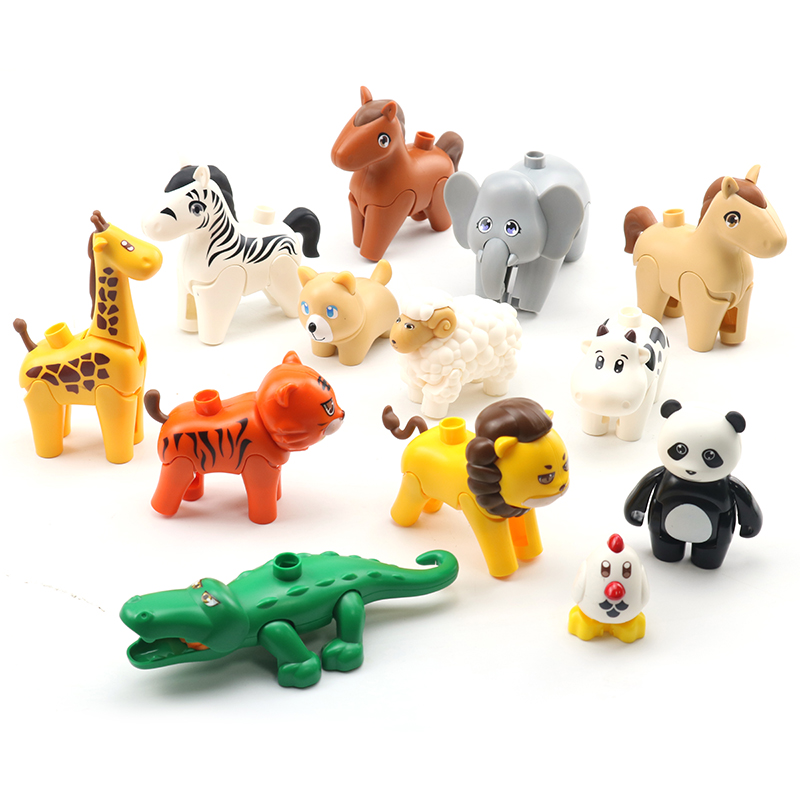 DIY Zebra Sheep Elephant Panda Crocodile Animal Assembly Large Particle ...