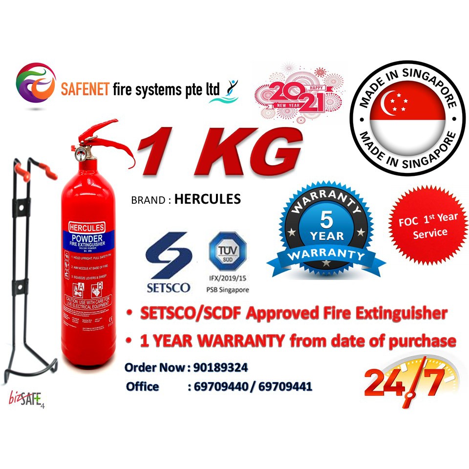 (HERCULES) SETSCO Approved 1kg/2kg/3kg/4kg/6kg/9kg Dry Powder Fire ...