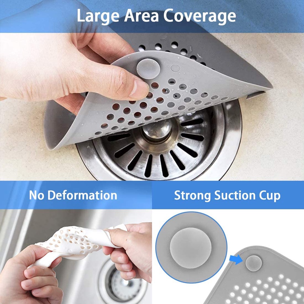 Kitchen Sink Filter Silicone Drain Protector with Sucker Bathroom Hair ...