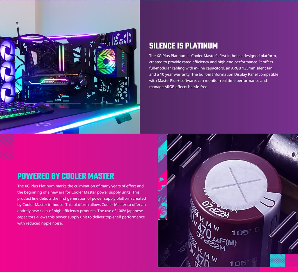 Cooler Master XG Plus Platinum 750 / 850 FULL MODULAR 80 PLUS PLATINUM ...
