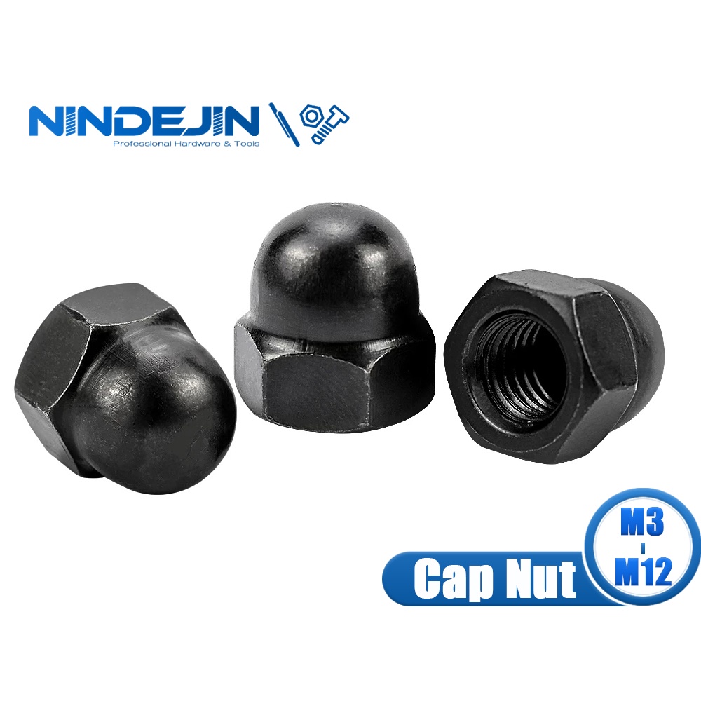 NINDEJIN 3/40pcs Black Acorn Cap Dome Nuts M3 M4 M5 M6 M8 M10 M12 ...
