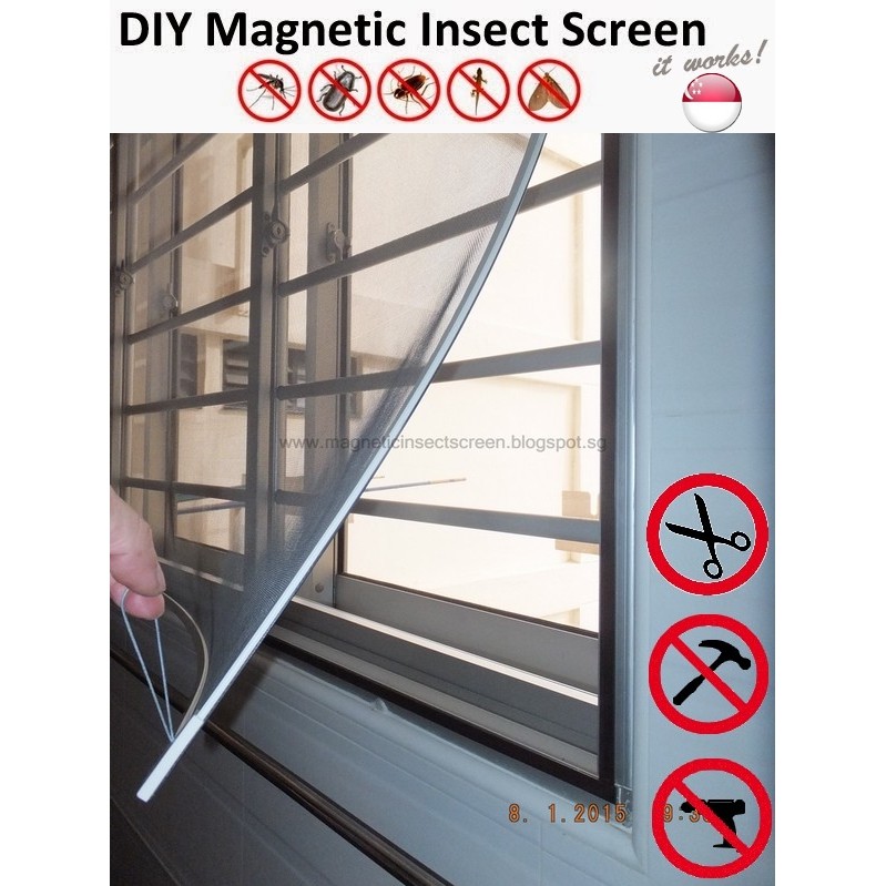 DIY Magnetic Mosquito Fly Insect Screen Kit Ivory Coffee Green frame ...