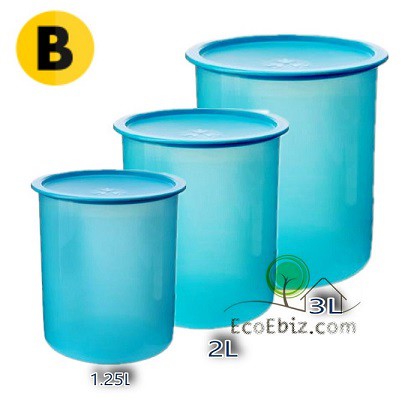 TUPPERWARE One Touch Canister Set BLUE [1.25L 2L 3L] Airtight Liquid Tight Crips | Shopee Singapore