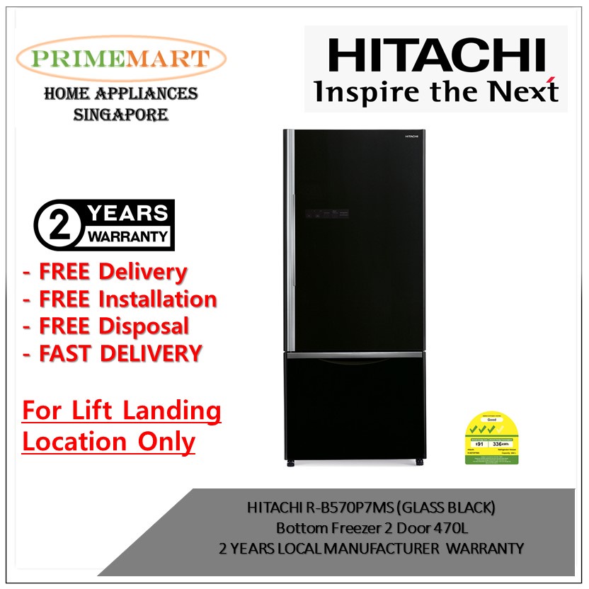 HITACHI R-B570P7MS Bottom Freezer 2 Door 470L 2 YEARS LOCAL ...