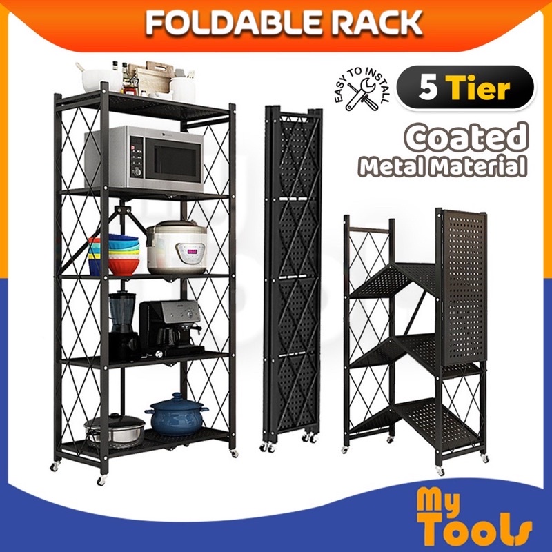 5 Tier Foldable Multipurpose Collapsible Home Office Cart Storage ...