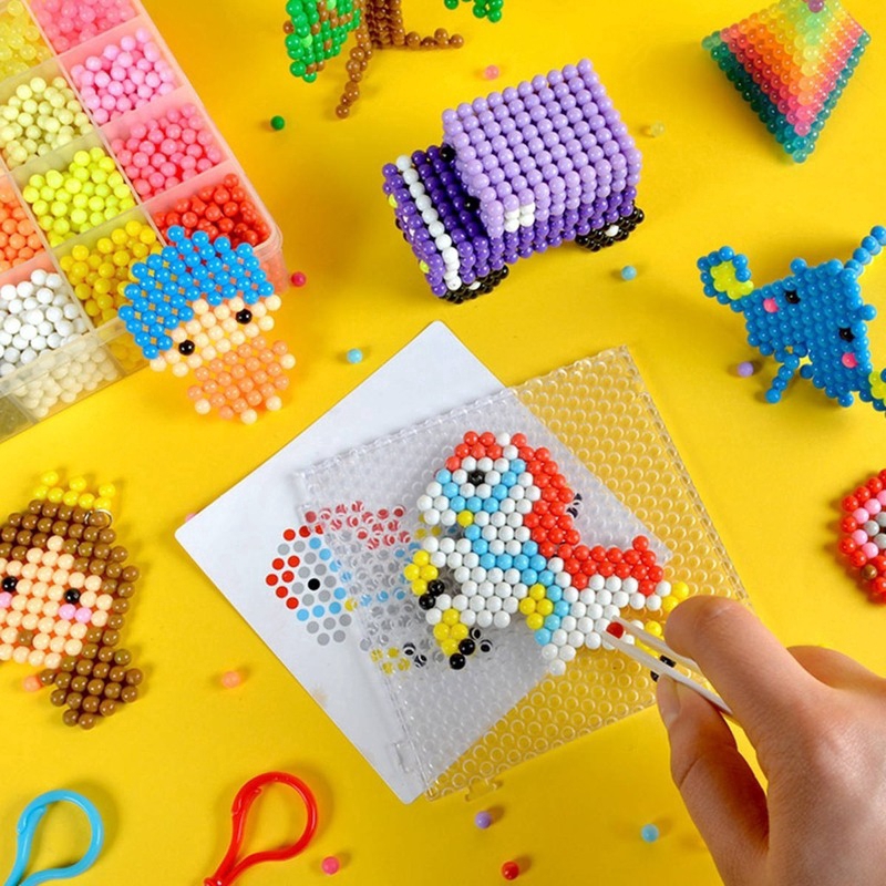 1100 Pcs DIY Puzzle Aqua Water Magic Sticky Beads with Accessories Set ...