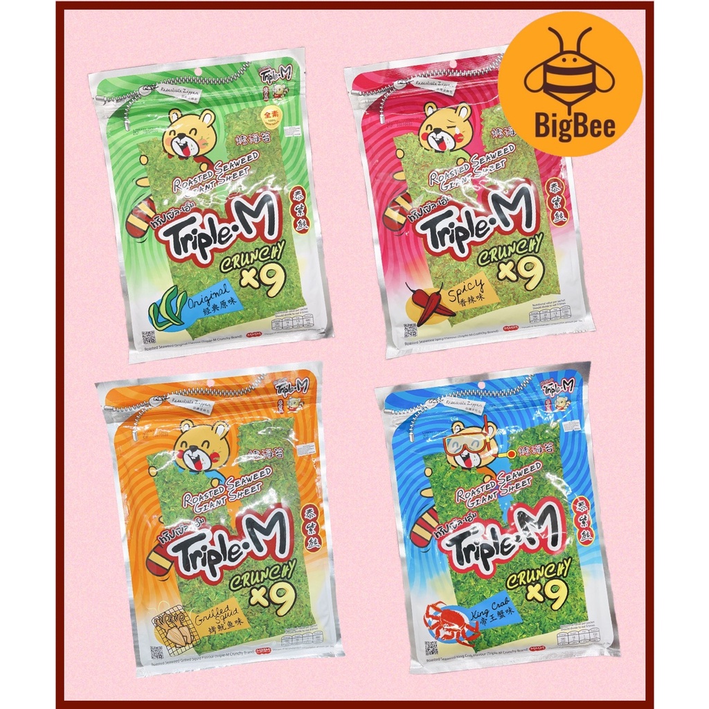 Triple-M Roasted Seaweed Giant Sheet - (5gx9sheets) Original / Spicy ...