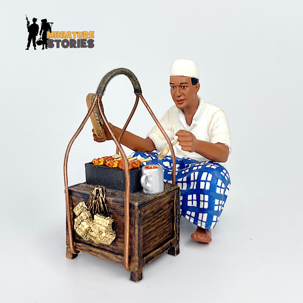 Singapore Miniature 1950s Satay Man / Satay Seller Hand-Painted Metal ...