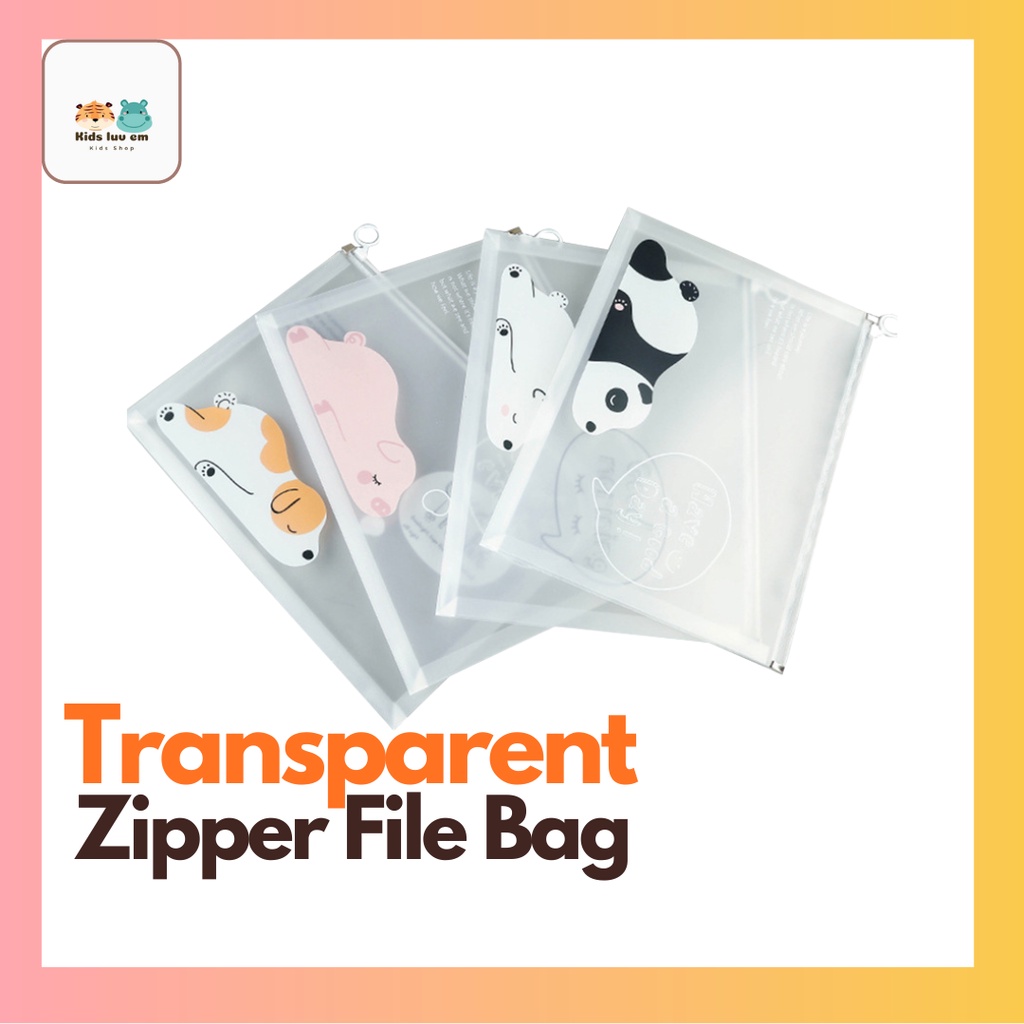 [SG SELLER][👦Kids Love em👧] Cute Transparent Cartoon PVC File Zipper ...