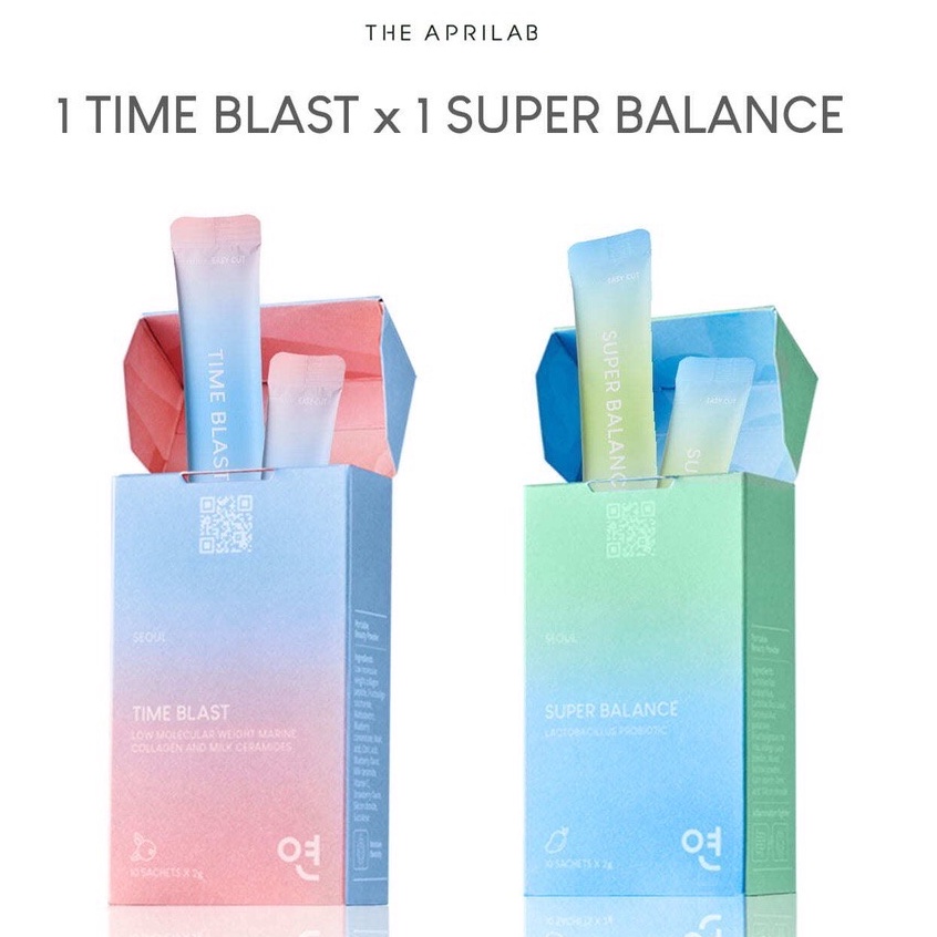 THE APRILAB | SUPER BALANCE: Beauty Probiotic & Prebiotic + TIME BLAST: Marine Collagen & Milk ...