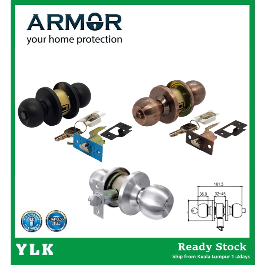 YLK Armor Cylindrical Lock SS304 ACL-1100 / ACL-4300 / door knob ...