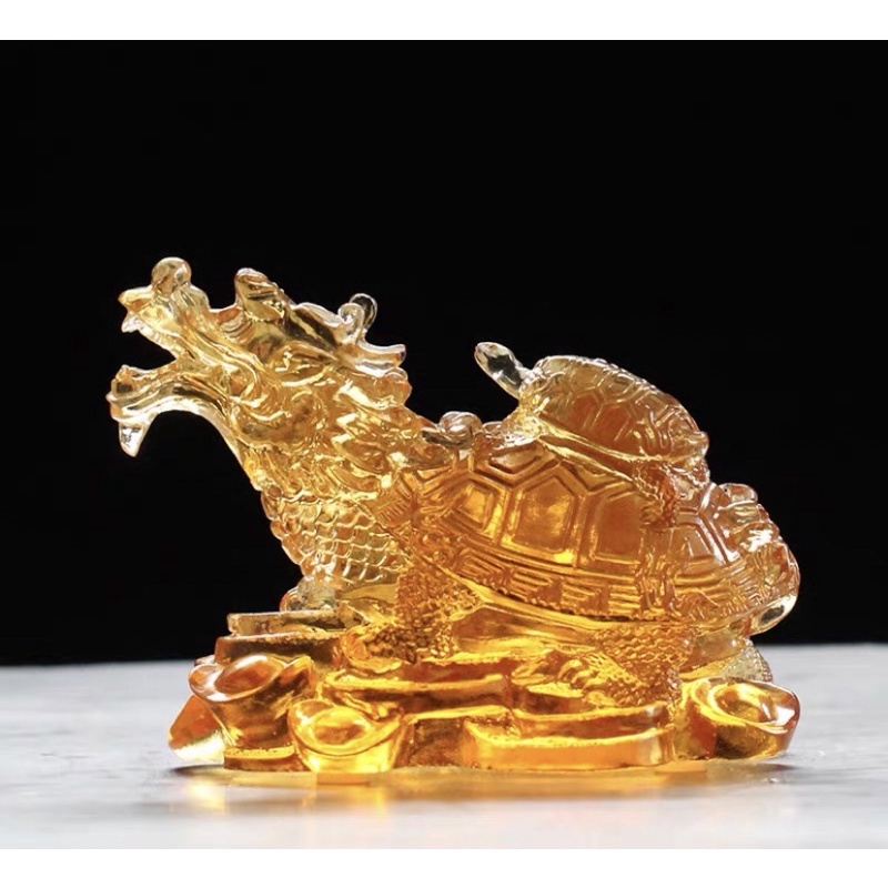 Liu Li Dragon Turtle Carrying Small On Ingots Coins Yellow Liuli ...