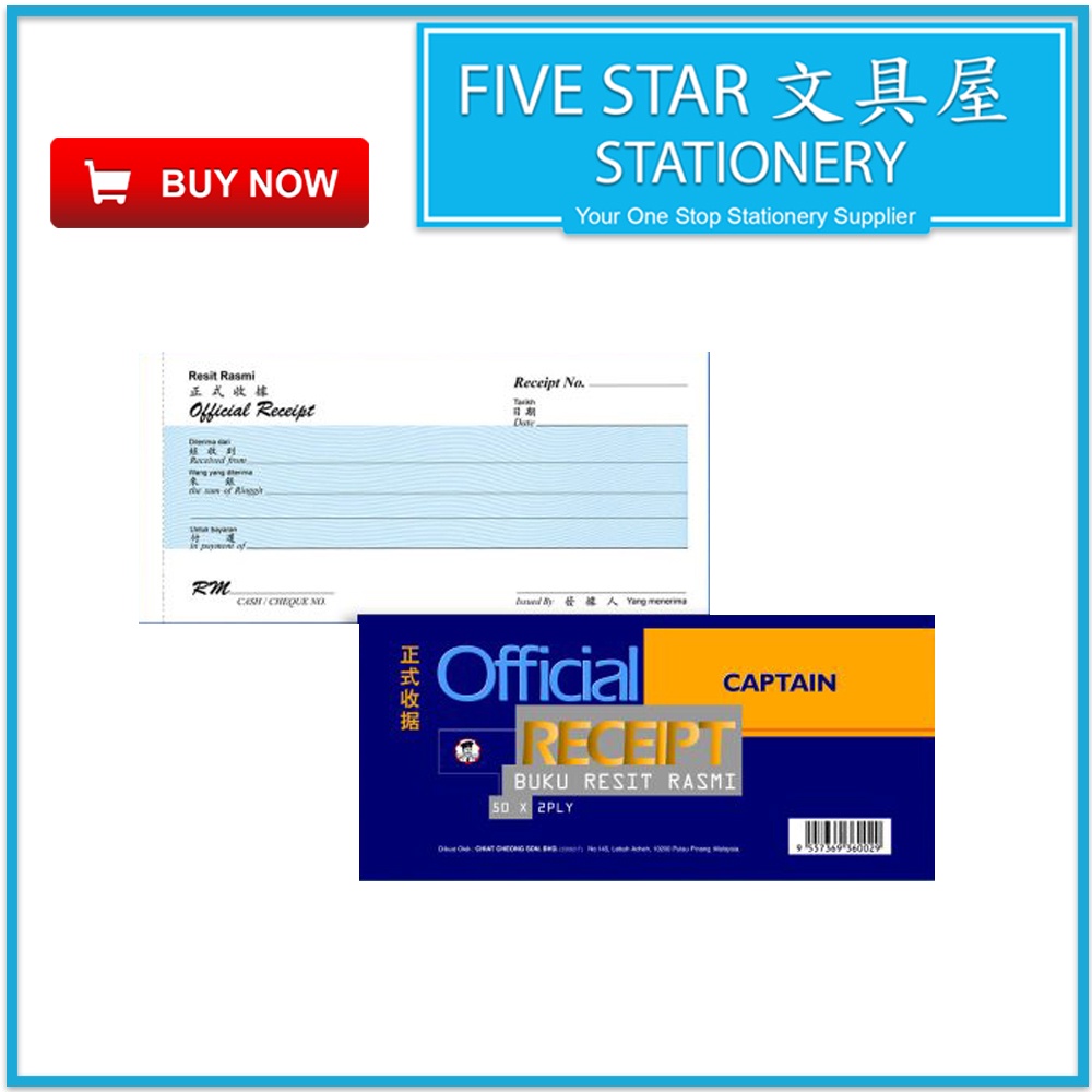 OFFICIAL Captain Receipt Buku Resit Rasmi (25 X 2PLY & 50 X 2PLY ...