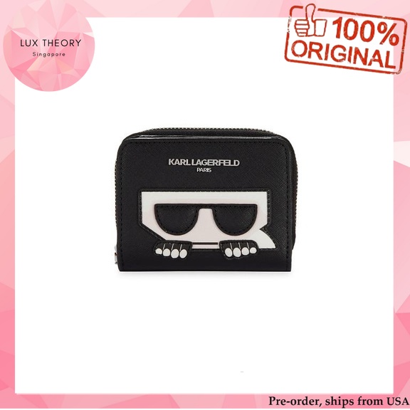 Pre-order: Karl Lagerfeld Paris Logo Zip-Around Wallet in Black ...